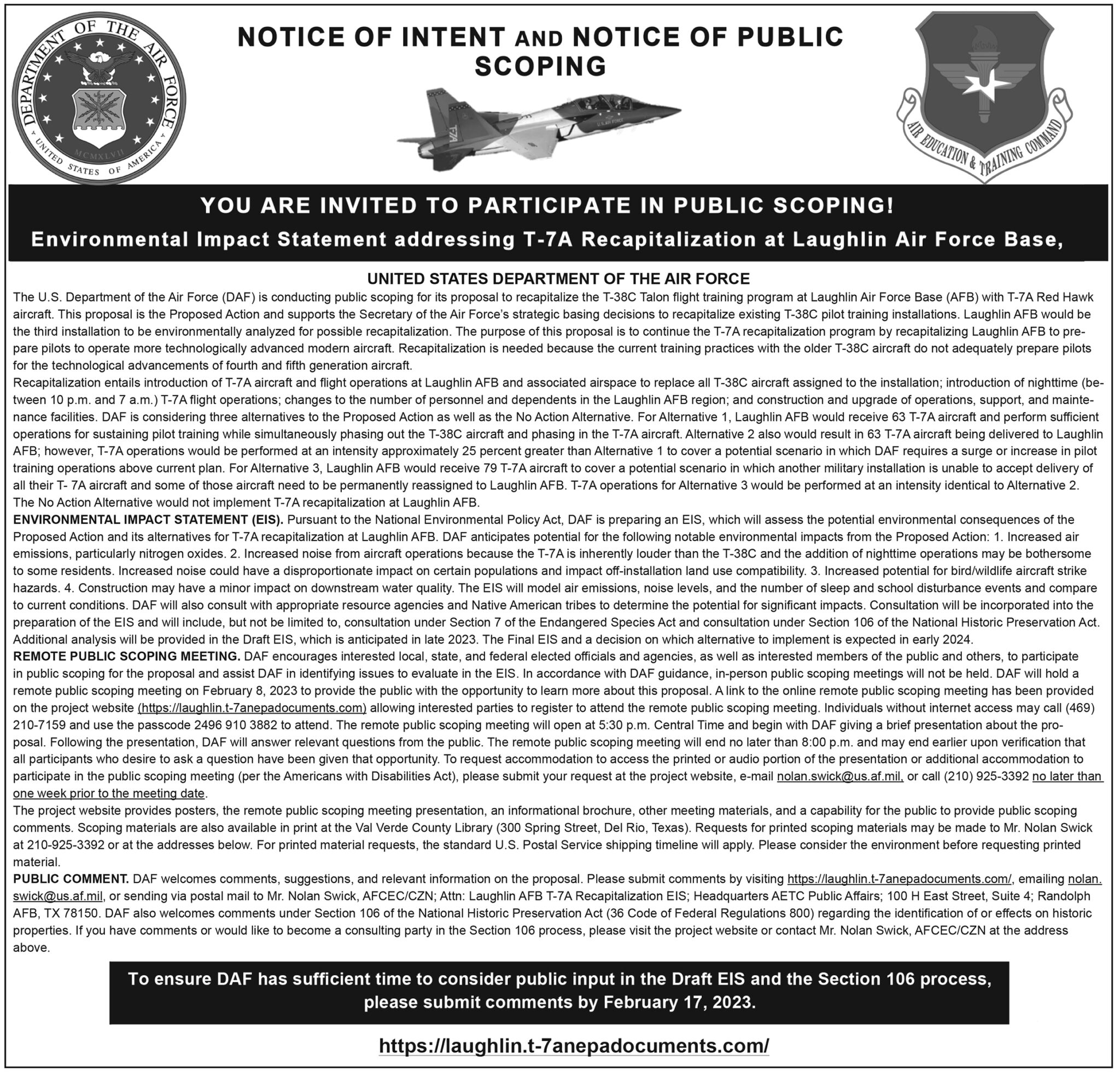 PUBLIC NOTICE - HDR INC - NOTICE OF INTENT AND NOTICE OF PUBLIC SCOPING ...